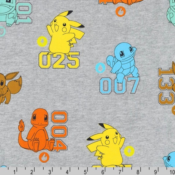 Pokemon Character Numbers Multi Grey From Robert Kaufman | Etsy