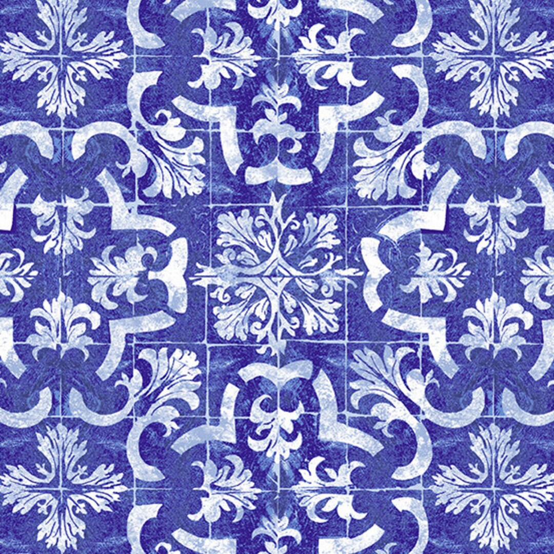 Ceramica - Tiles Blue From Andover Fabrics - Etsy