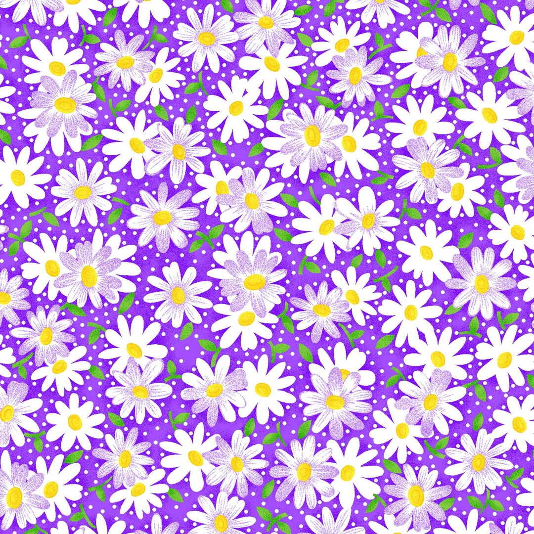 Daisy Delight Purple From Fabric Traditions Fabric - Etsy