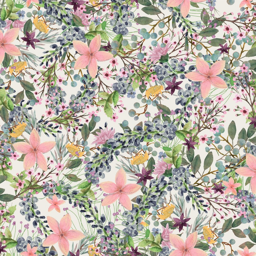 Touch of Spring - Floral Multi White by Beth Albert From 3 Wishes ...
