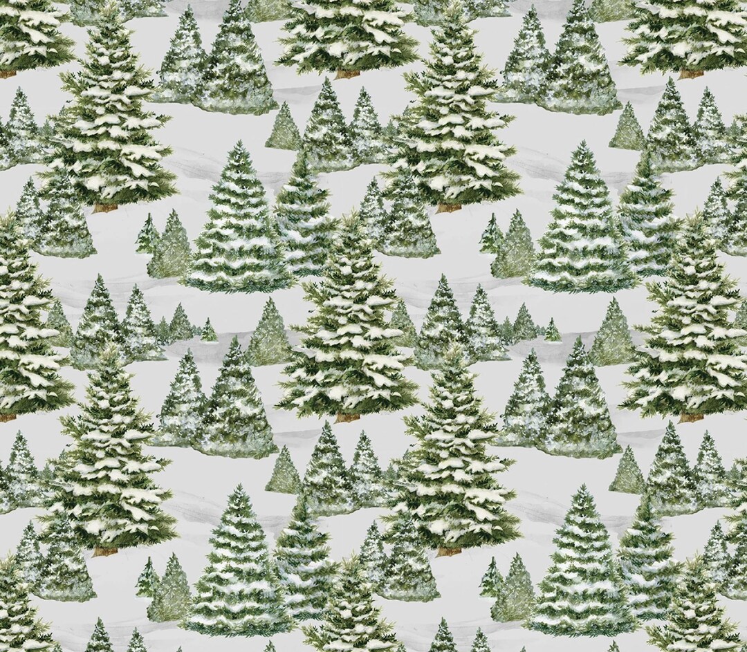 Frosty Frolic - Trees All Over Lt Grey From Wilmington Prints Fabric - Etsy