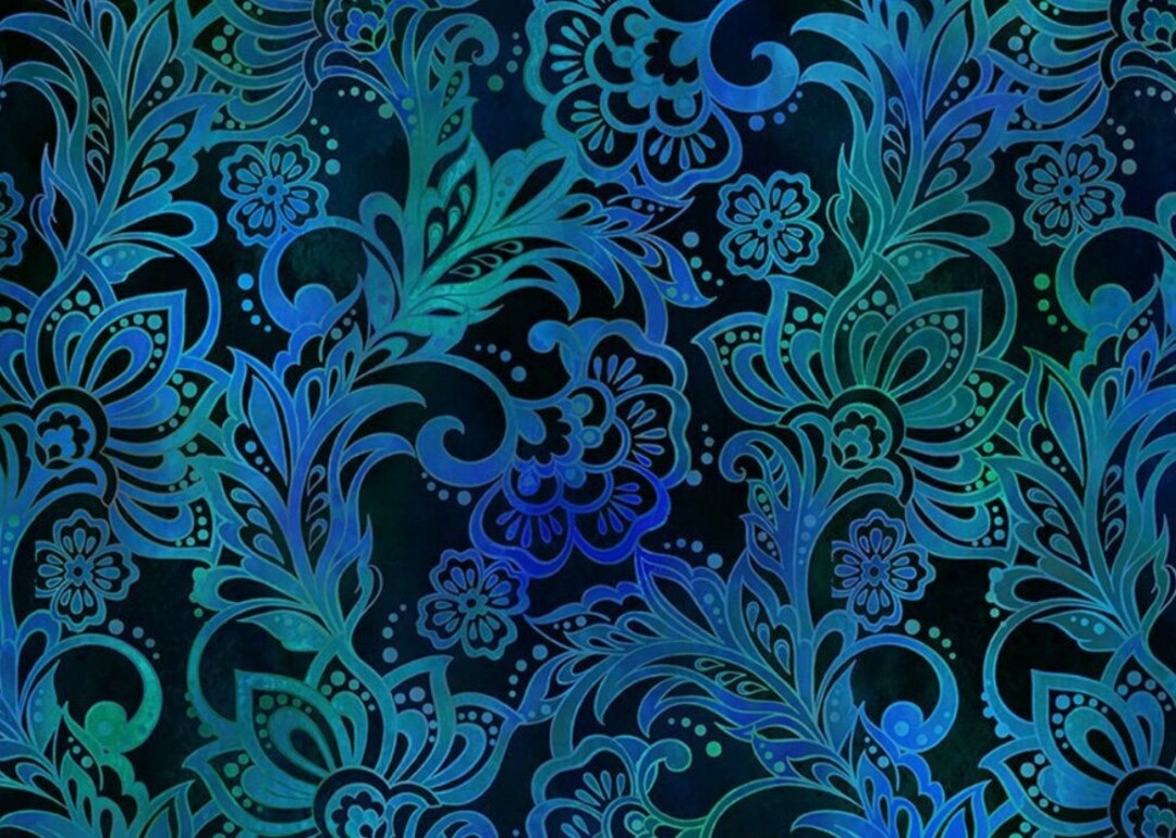 Tapestry - Brocade Blue From in the Beginning Fabric - Etsy