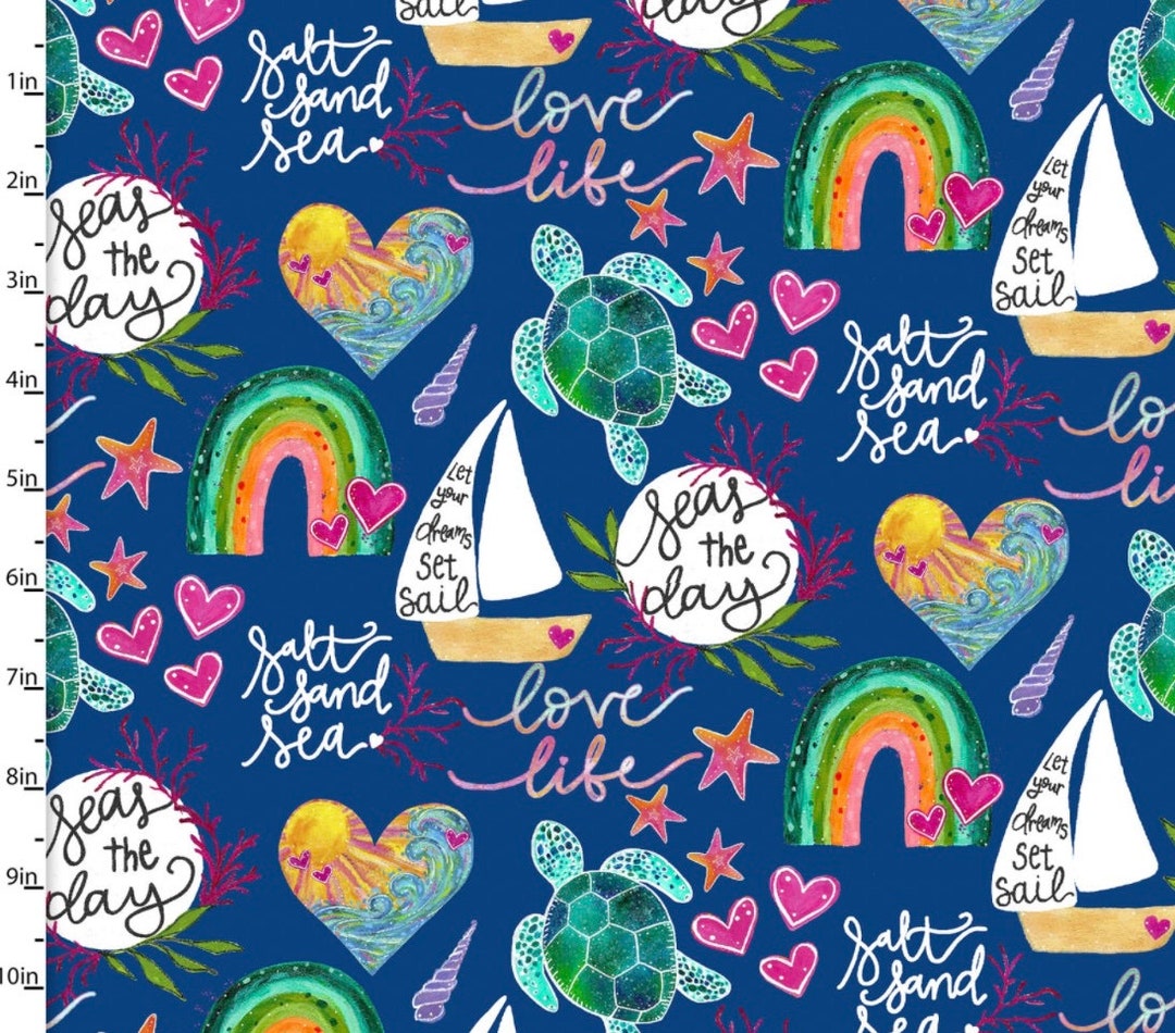 Seas the Day - Sea Words Navy by Bethany Joy From 3 Wishes Fabric - Etsy