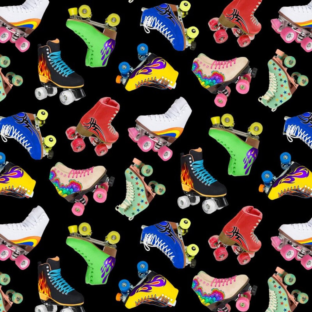 In Motion - Roller Skates Black From Elizabeth’s Studio Fabric - Etsy