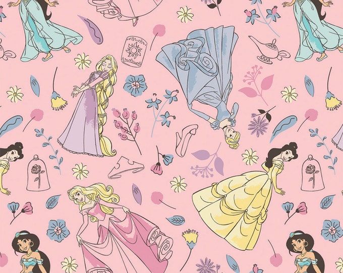 Disney Princess FLANNEL - Princess Toss Pink From Camelot Fabrics - Etsy