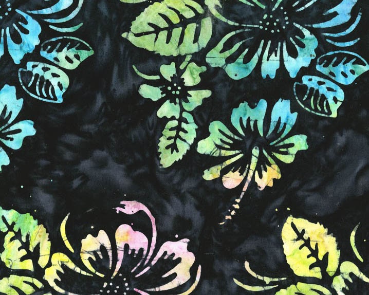 Bali Hawaii Batiks Hibiscus Floral Midnight from Benartex | Etsy