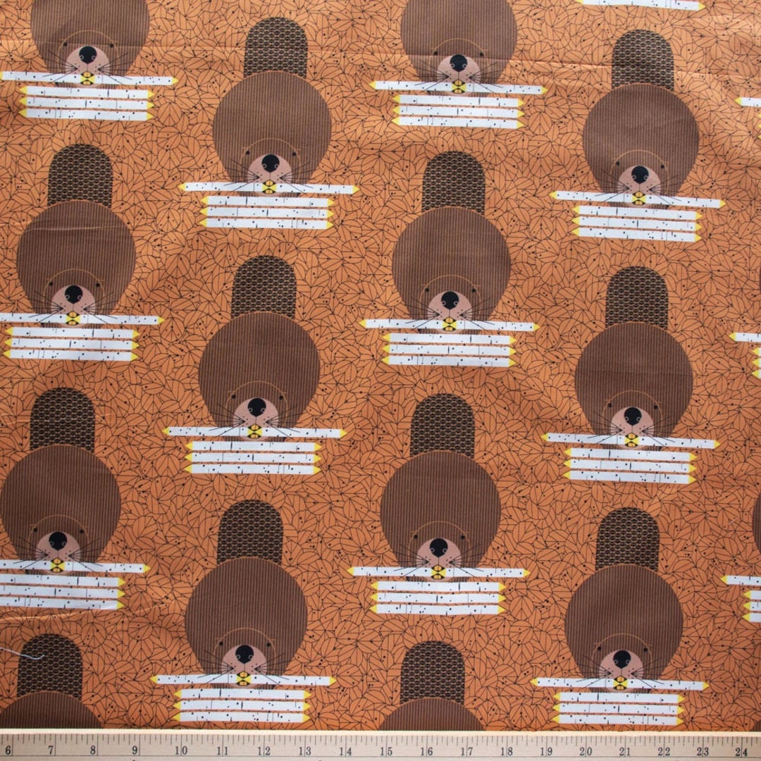 Dam Diligent Beaver POPLIN by Charley Harper From Birch Fabrics - Etsy