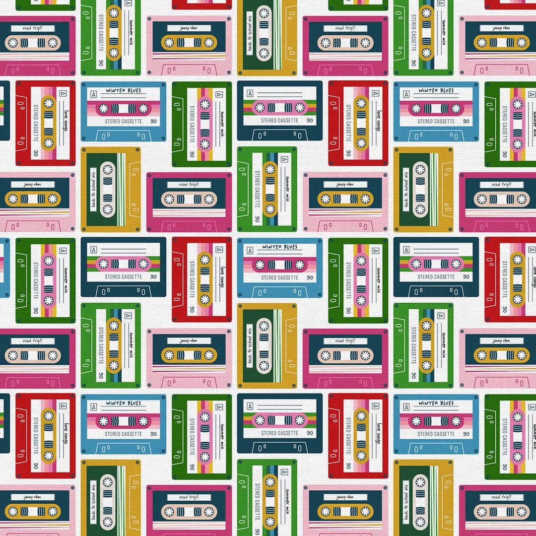Press Play - Cassette Toss Multi From Paintbrush Studio Fabrics - Etsy
