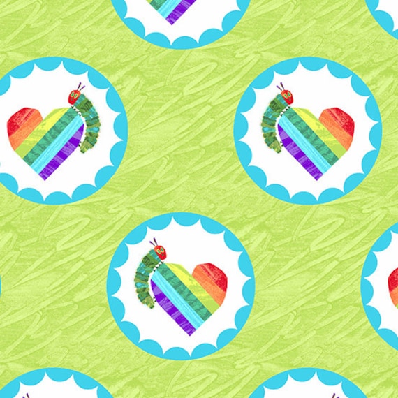 The Very Hungry Caterpillar Bright Rainbow Hearts Green by | Etsy