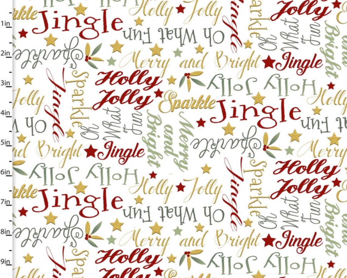 Shimmer and Sparkle Words White From 3 Wishes Fabric - Etsy