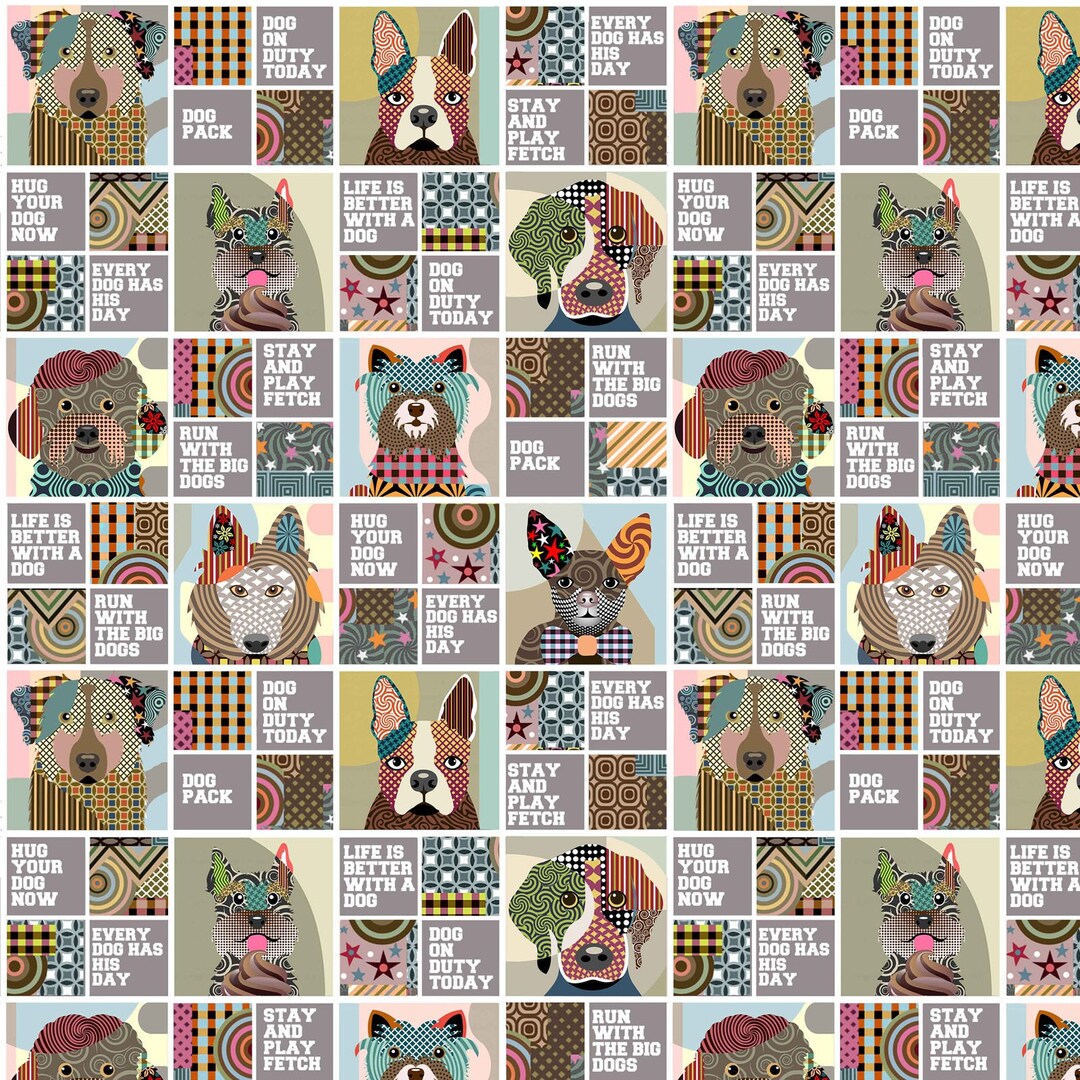 Life is Better With A Dog - Dog Collage From Print Concepts Fabric - Etsy