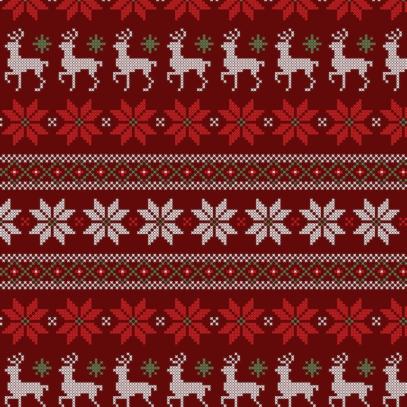 Christmas Prints - Knitted Reindeer Red From David Textiles Fabrics - Etsy