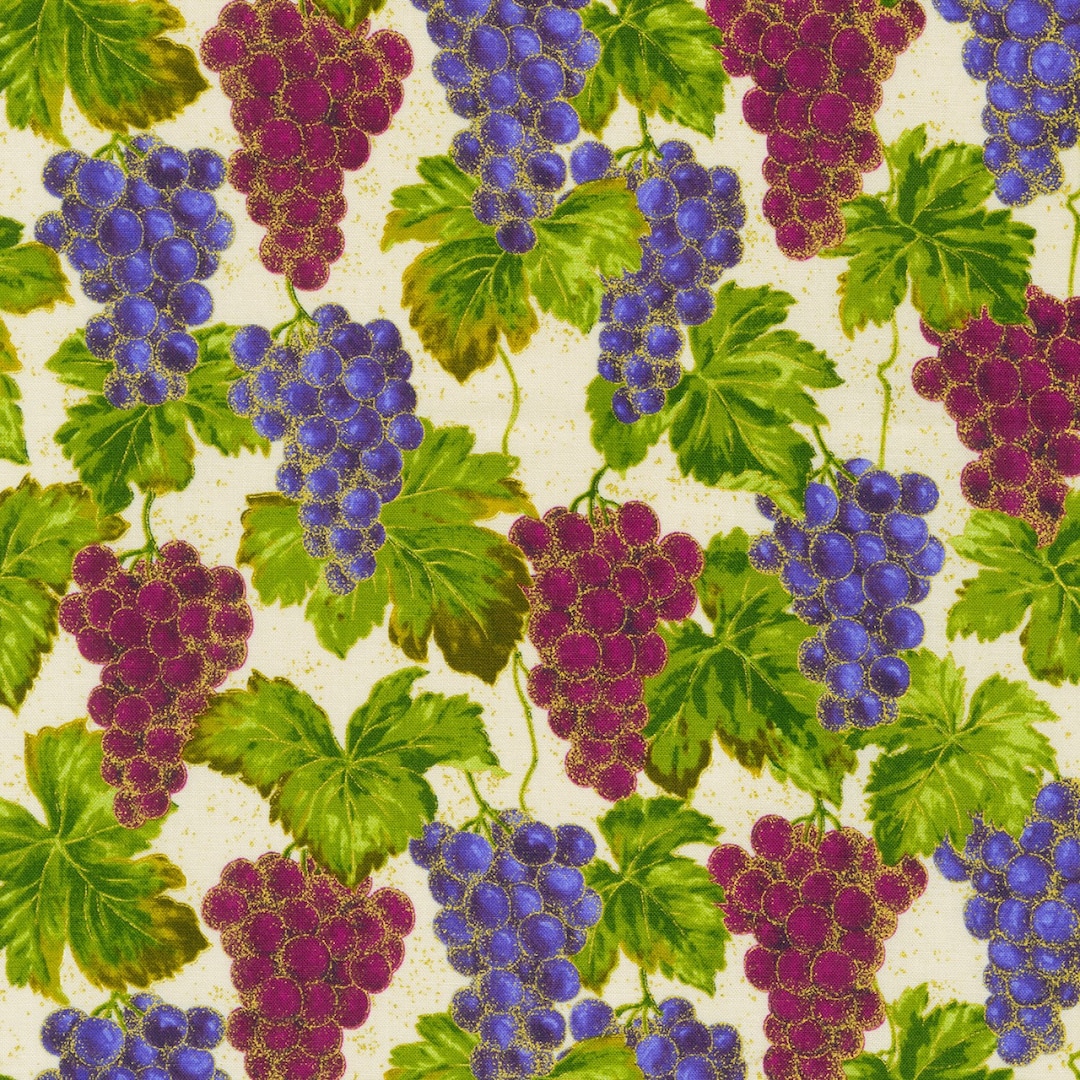 Nature's Harvest - Fruit Grapes Grape Metallic From Robert Kaufman ...