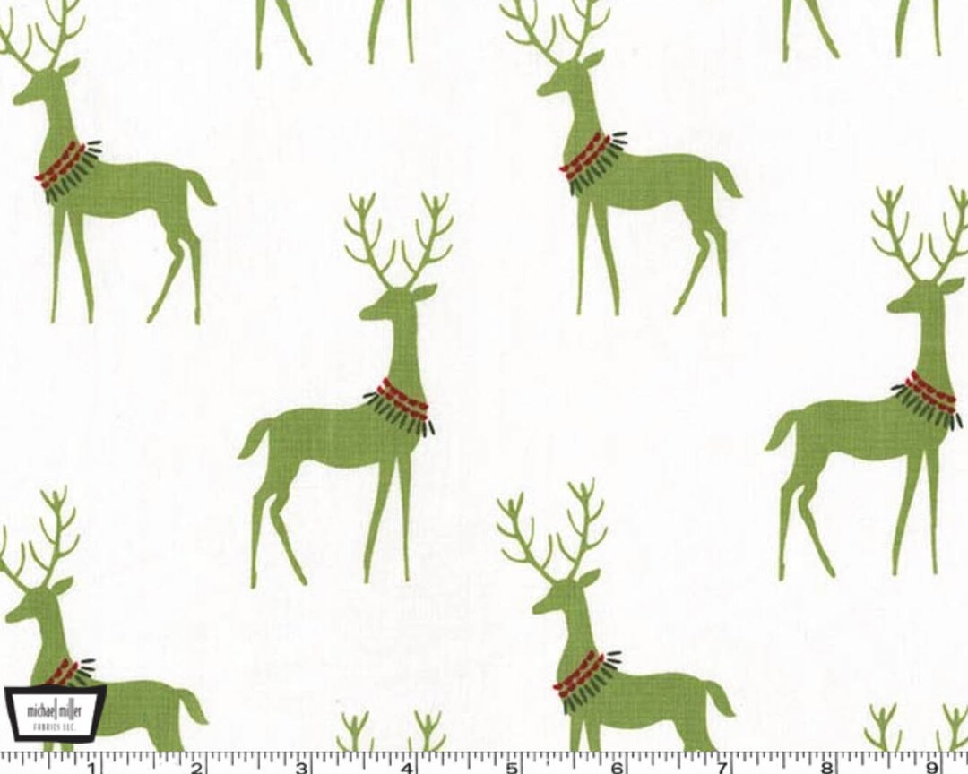 Woodland Winter - Reindeer Mistletoe Green From Michael Miller - Etsy