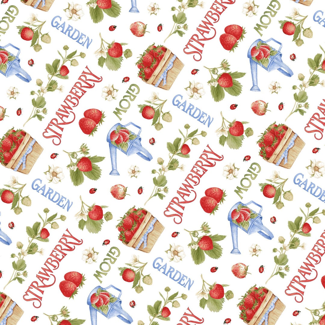 Strawberry Garden - Garden Multi by Jane Shasky From Henry Glass Fabric ...