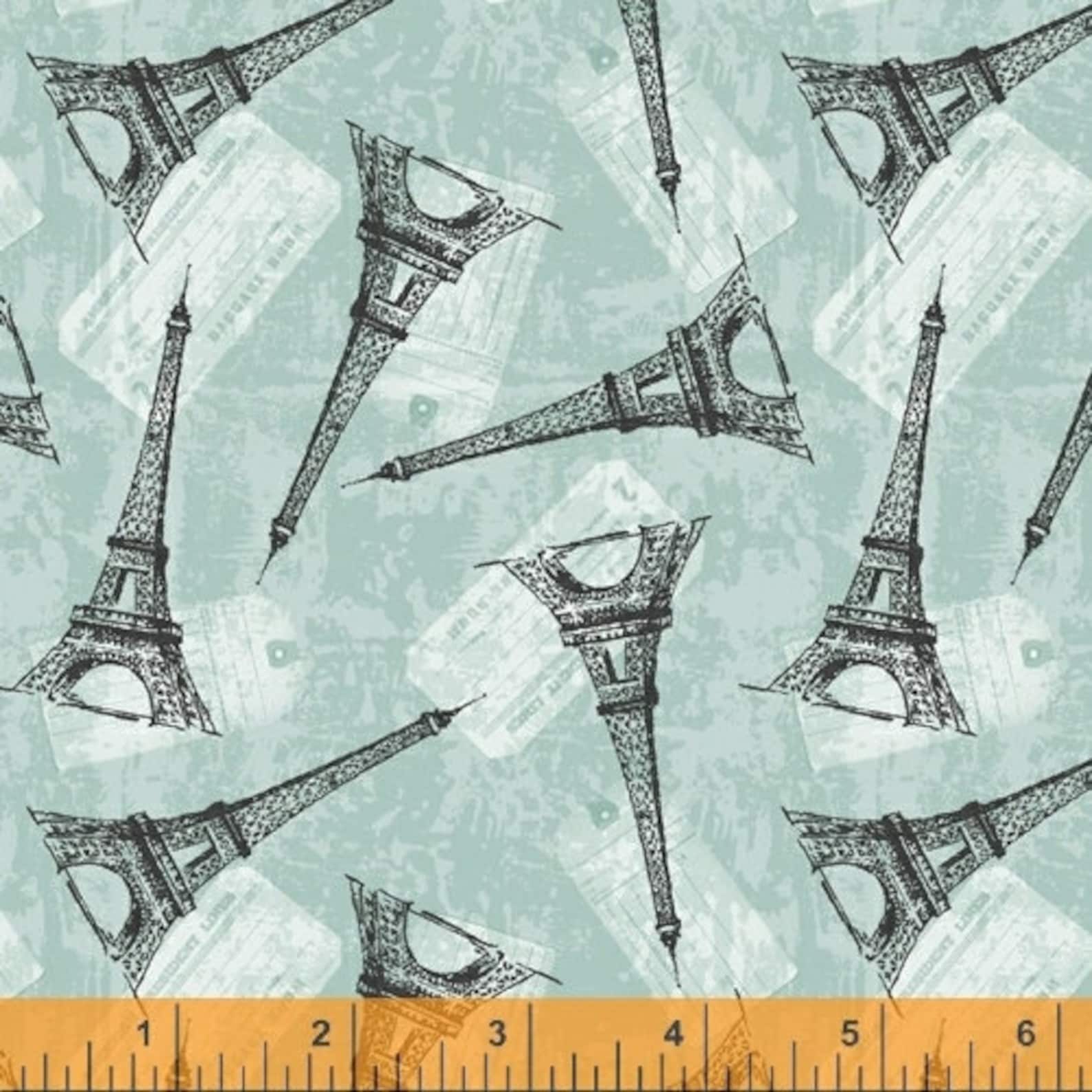 Merci Paris Eiffel Tower Verdigris Seafood Aqua by Whistler Studios ...