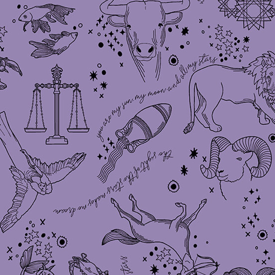 Astrologika - Astrologie Purple From Andover Fabrics - Etsy