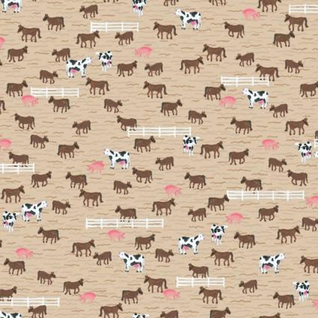 All Iowa Shop Hop - Farm Animals Tan From Maywood Studio Fabric - Etsy
