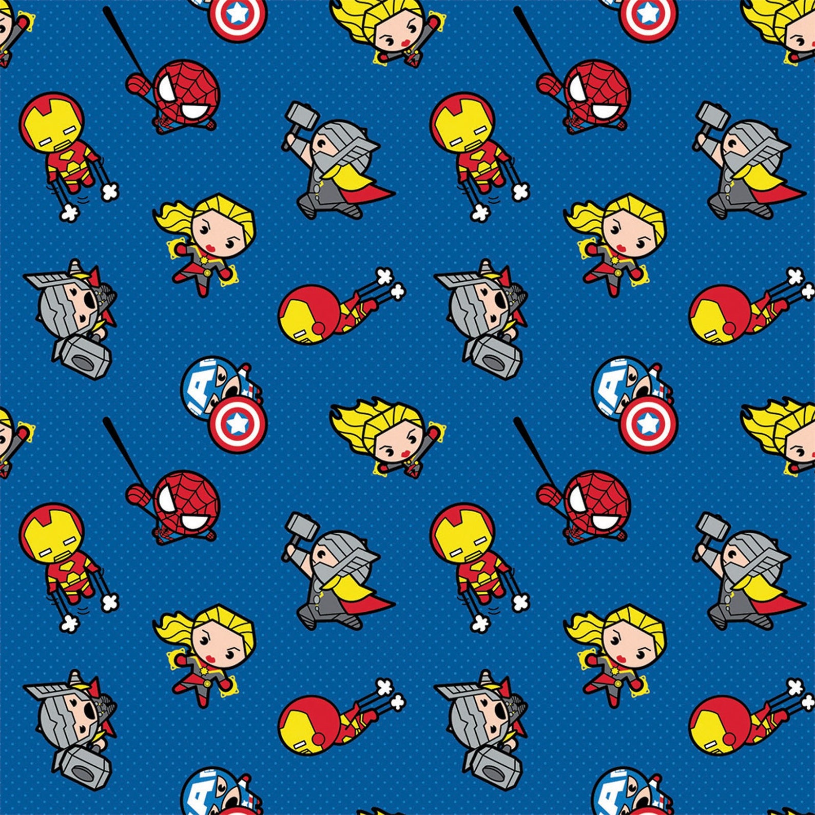 Kawaii Marvel FLANNEL - Comics Characters Blue From Camelot Fabrics - Etsy