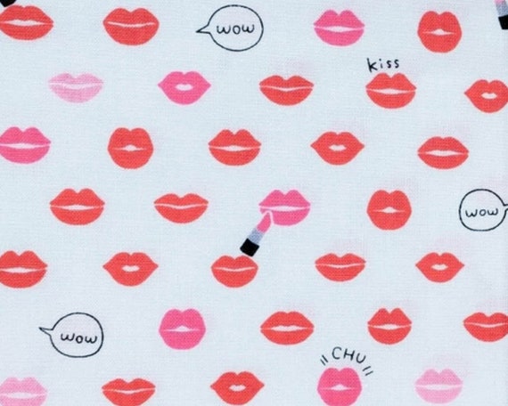Body Parts Lips White from Kokka Fabric | Etsy