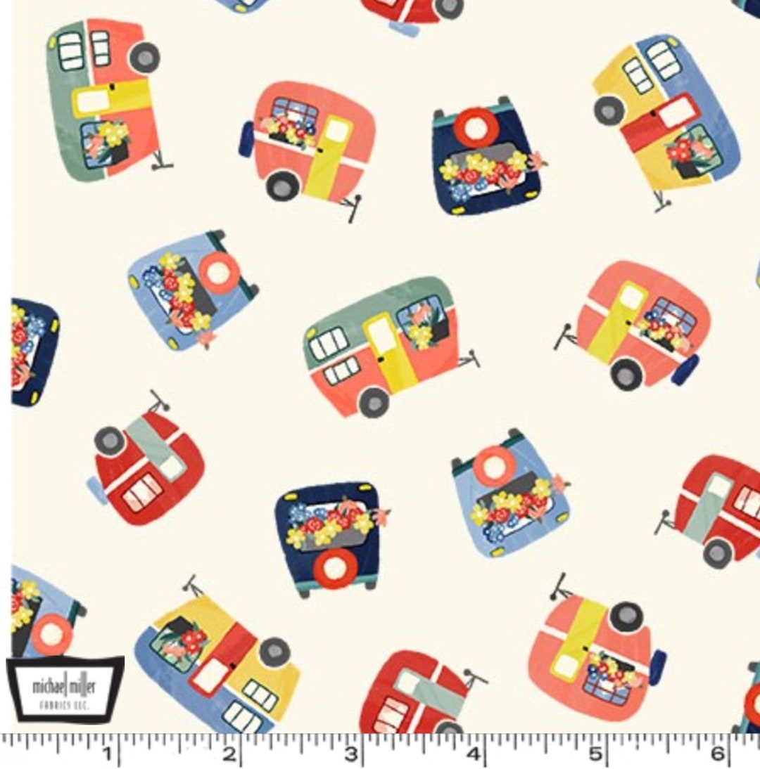 Camping Life - Campers Cream From Michael Miller Fabric - Etsy