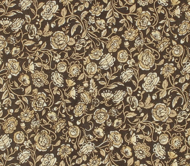 Romantic Garden - Floral Vines Tonal Brown Tan From Choice Fabrics - Etsy
