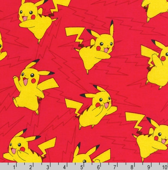 Pokemon FLANNEL Pikachu Red Lightning From Robert Kaufman | Etsy