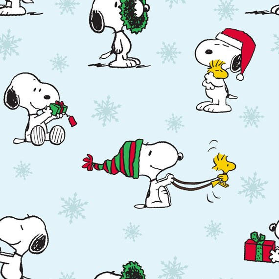 Peanuts Christmas Snoopy Woodstock Blue From Springs Creative - Etsy