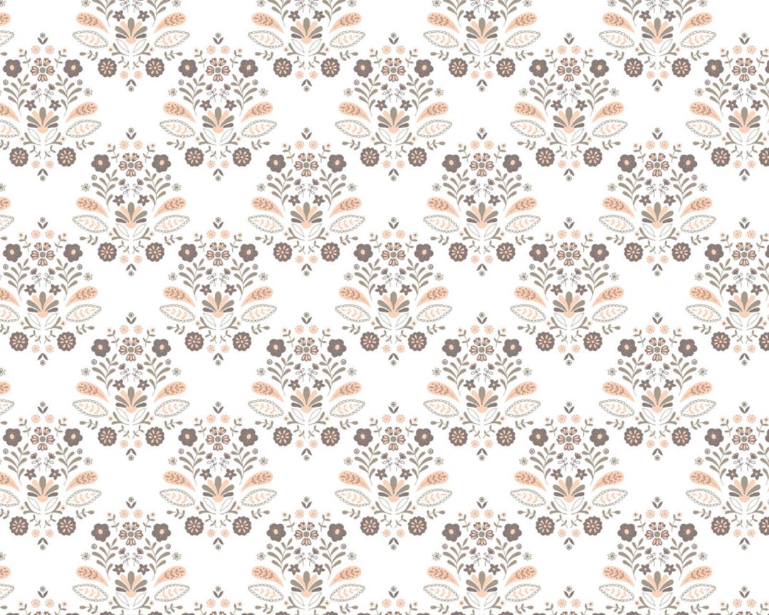 Olivia - Floral Damask Arrangement Peach Pink From Camelot Fabrics - Etsy