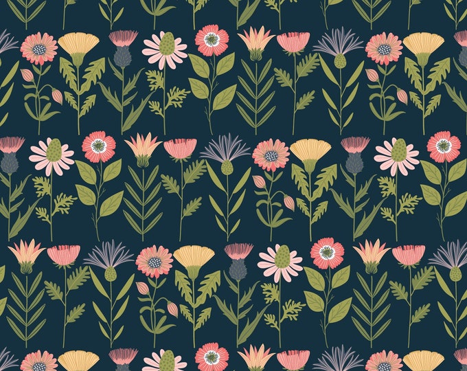 Daisy Mae Fresh Cut Flowers Dark From Poppie Cotton Fabric - Etsy