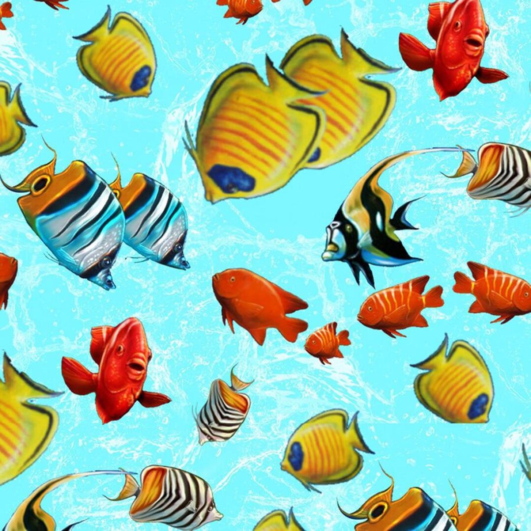 Reef Life - Small Fish Tossed Blue by Lorenzo Tempesta From Studio E ...