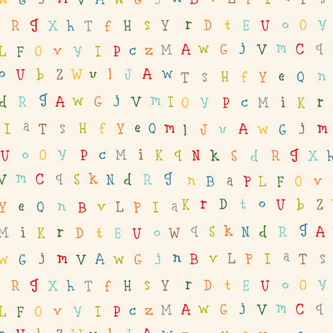 ABC - ABC Allover Cream From Makower UK Fabric - Etsy