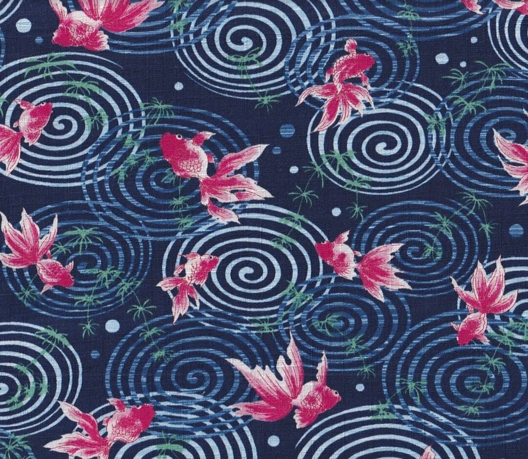 Traditional Japanese Style DOBBY - Koi Blue From Cosmo Fabric - Etsy