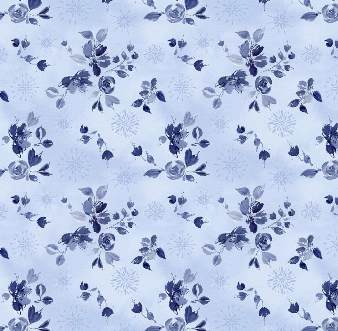 Dreaming in Blue - Floral Toss Blue From Wilmington Prints Fabric - Etsy