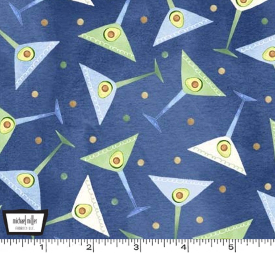 Avo Great Day - Guactail Navy From Michael Miller Fabric - Etsy