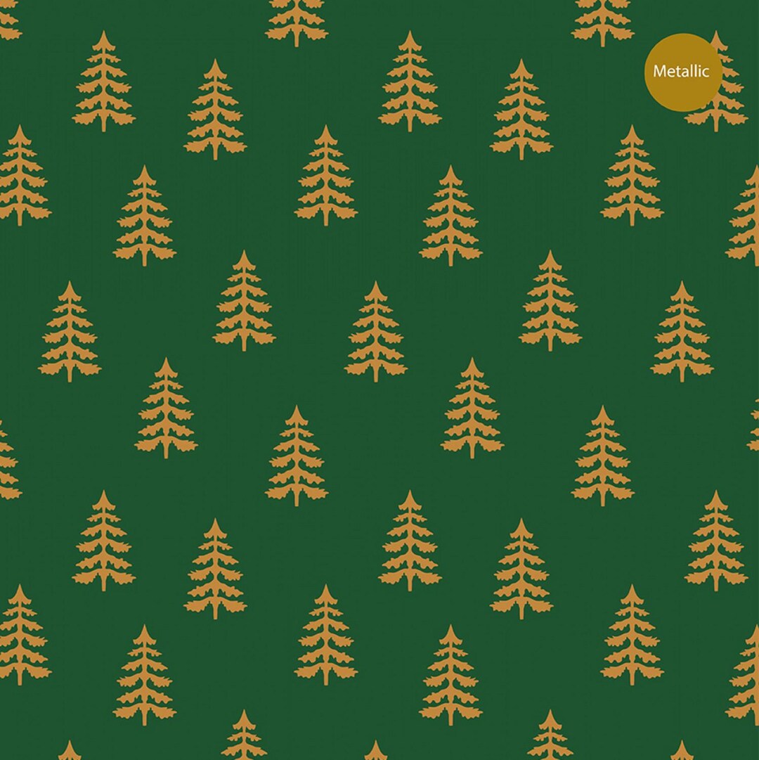 Simple Metallic - Trees Green From Craft Cotton Company Fabric - Etsy