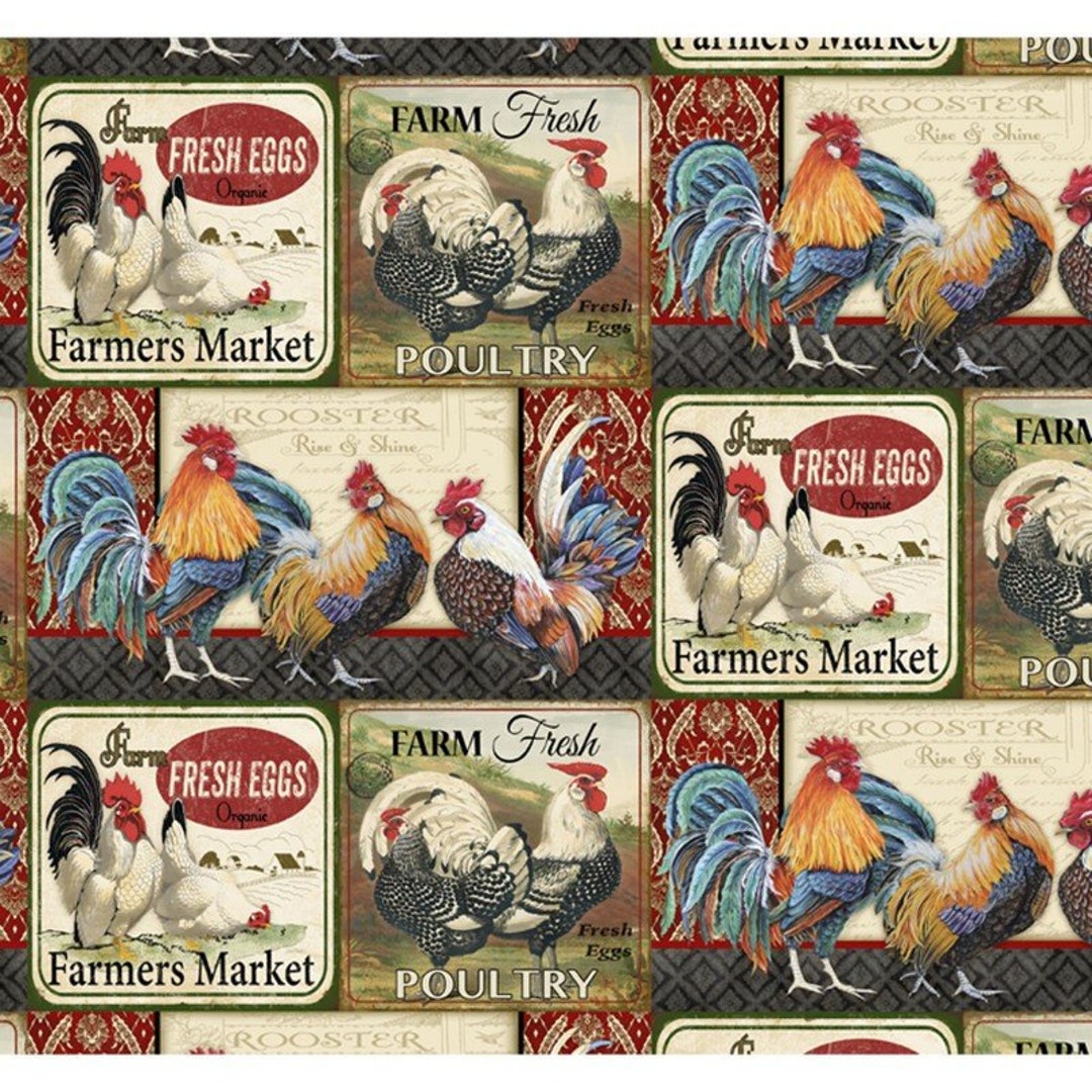 Farm Life - Signs Roosters Chicken From David Textiles Fabrics - Etsy