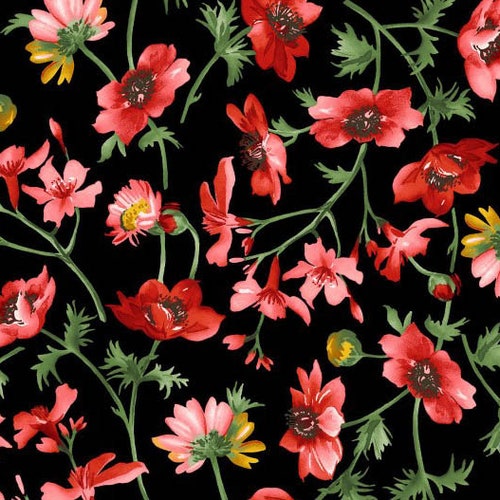 Prose Medium Floral Black From Maywood Studio Fabric - Etsy