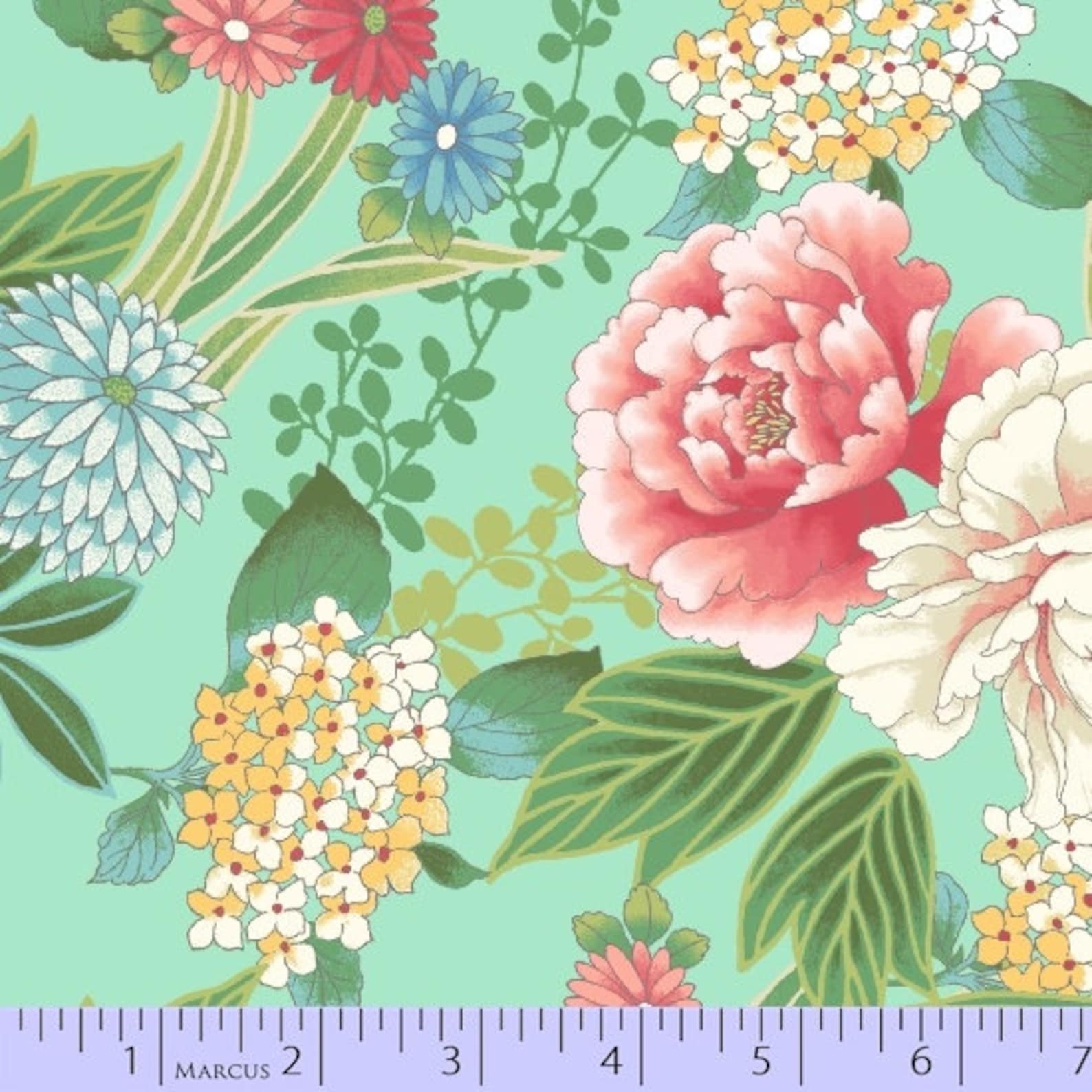 Ki-coo Gardens - Floral Mint From Studio 37 Fabric - Etsy