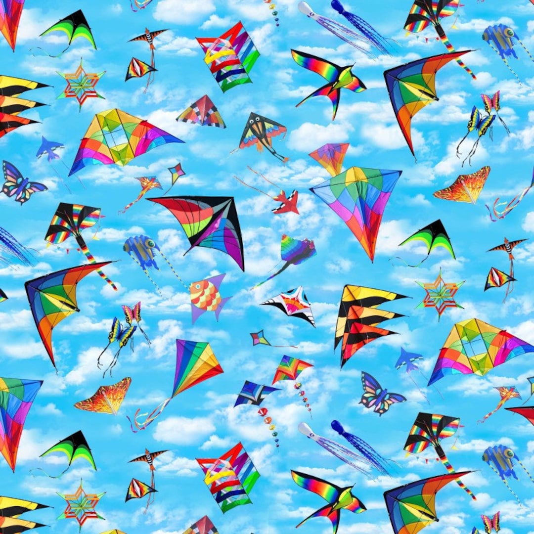 In Motion - Kites Blue From Elizabeth’s Studio Fabric - Etsy
