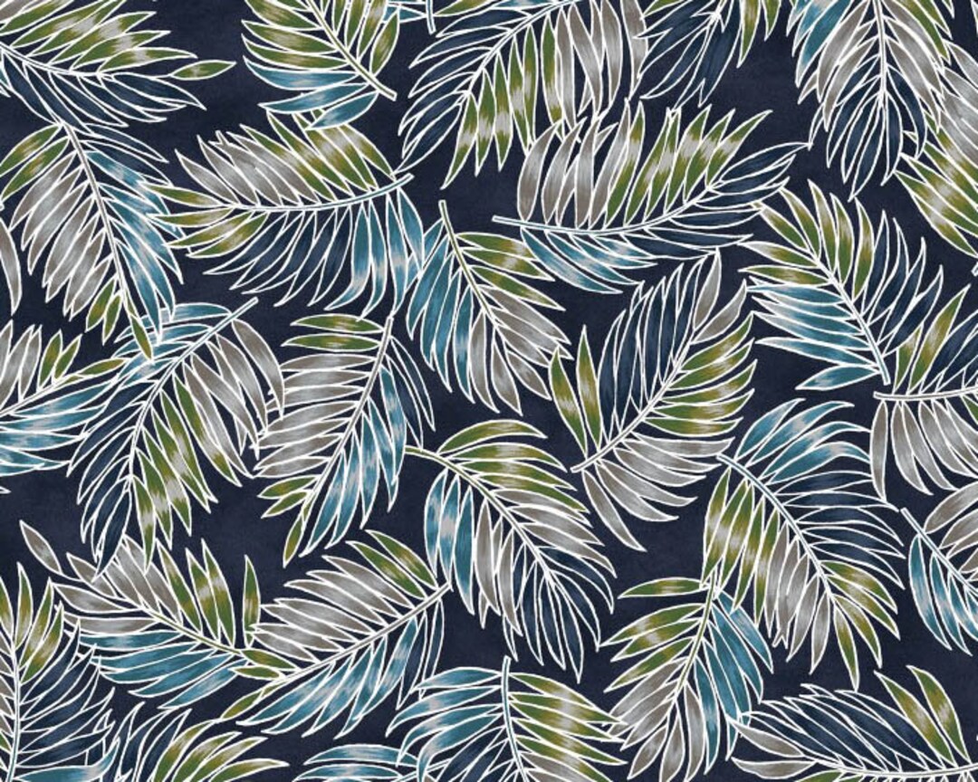 Turtle Bay - Tossed Palm Leaves Navy From Maywood Studio Fabric - Etsy