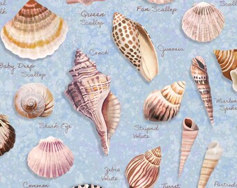 Clothworks Seashell Wishes Collection Coral Forest Cotton Fabric Diane ...