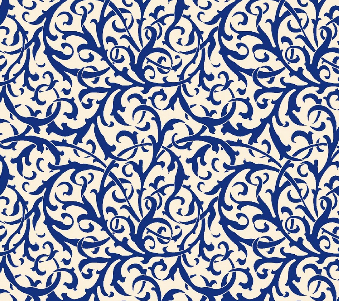 Nightfall - Scroll Cream Blue From Maywood Studio Fabric - Etsy