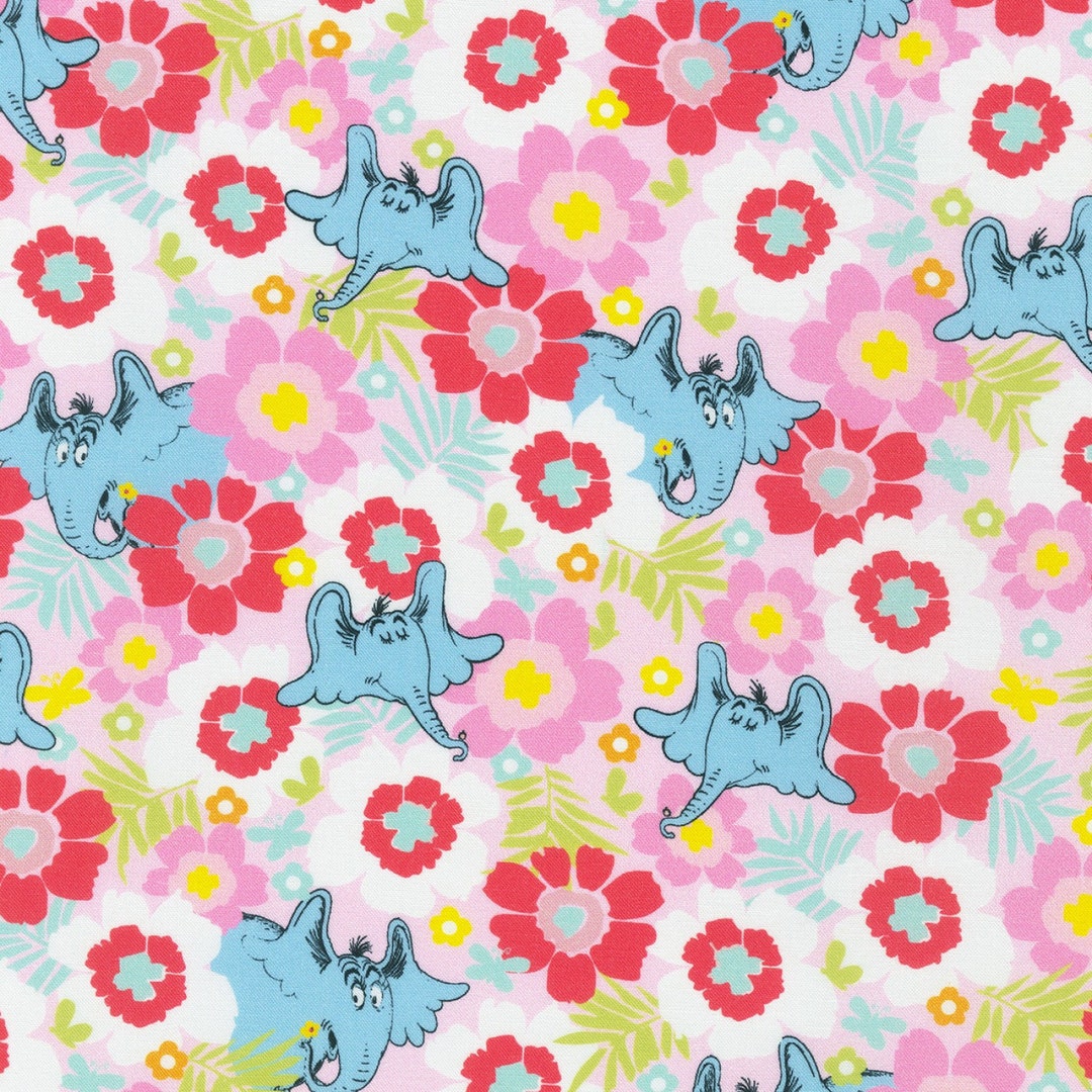 Dr. Seuss Horton Kindness - Elephant Pink From Robert Kaufman Fabrics ...