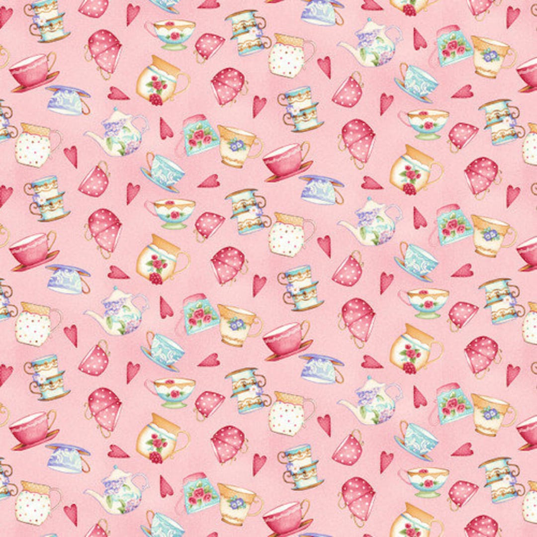 Tweets and Treats - Tea Time Toss Pink From Henry Glass Fabric - Etsy