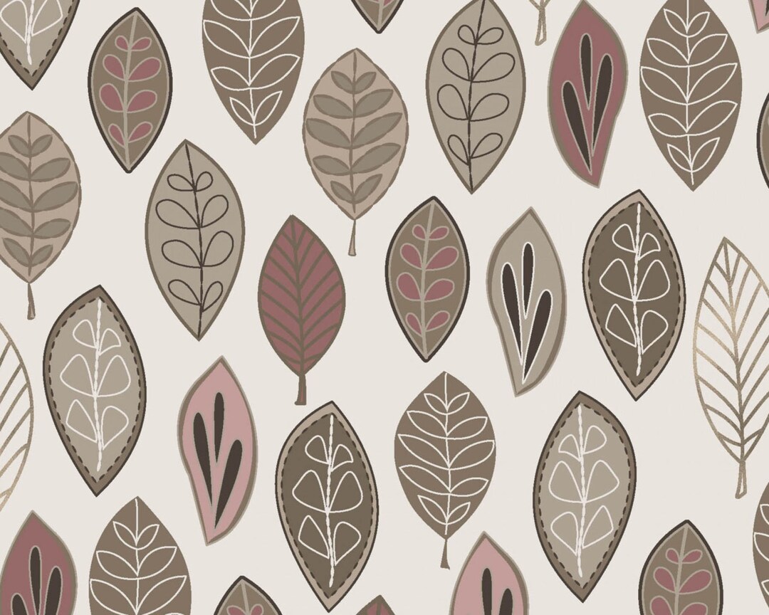 Neutral Ground Floating Leaves Pink From Maywood Studio - Etsy
