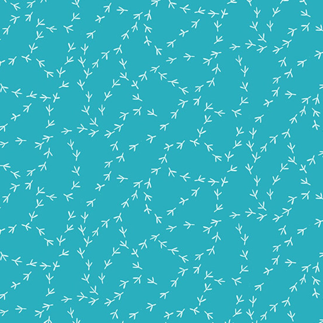 Chicken Tracks - Chicken Scratch Turquoise From Andover Fabrics - Etsy