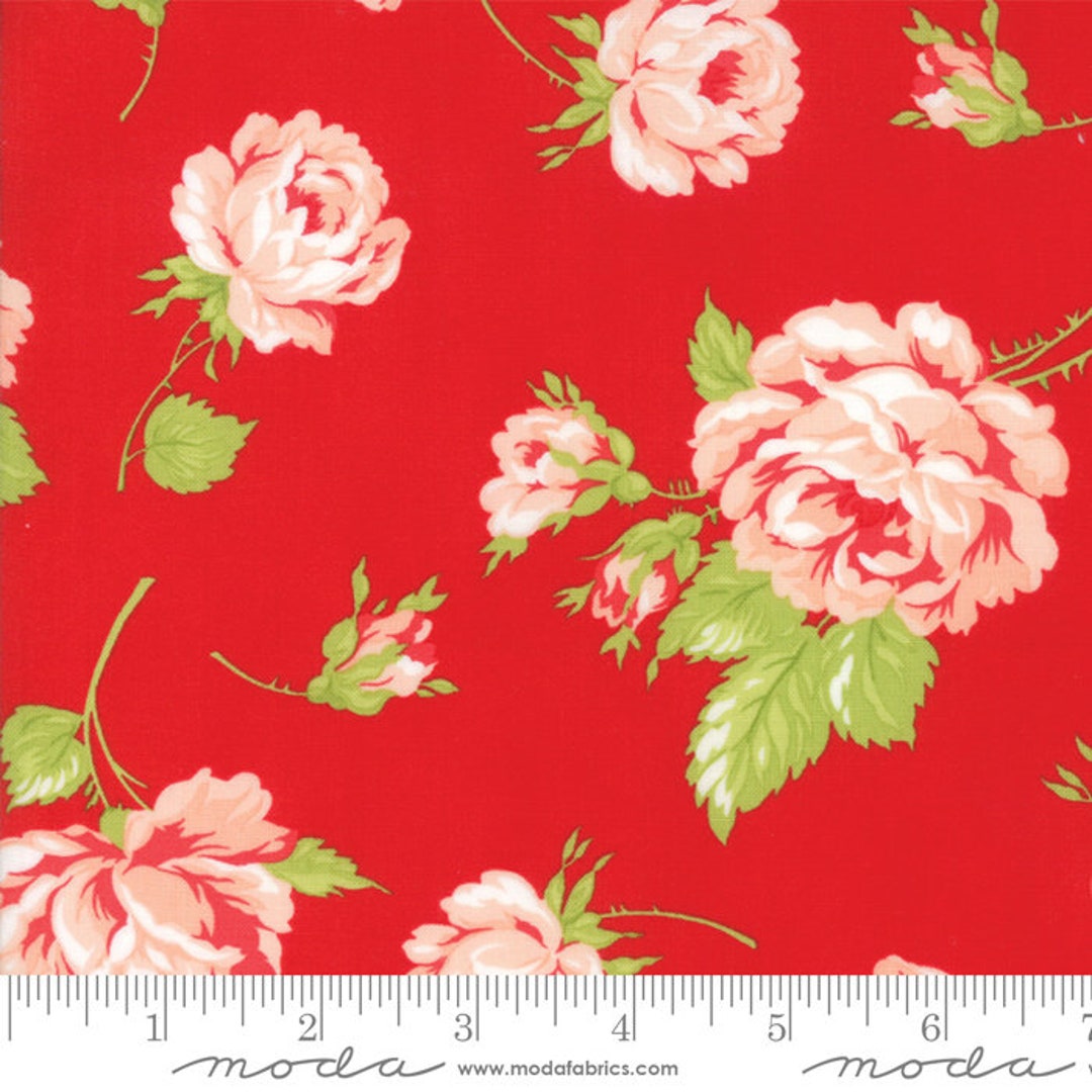 Smitten - Rosey Red Rose Toss by Bonnie and Camille From Moda Fabrics ...