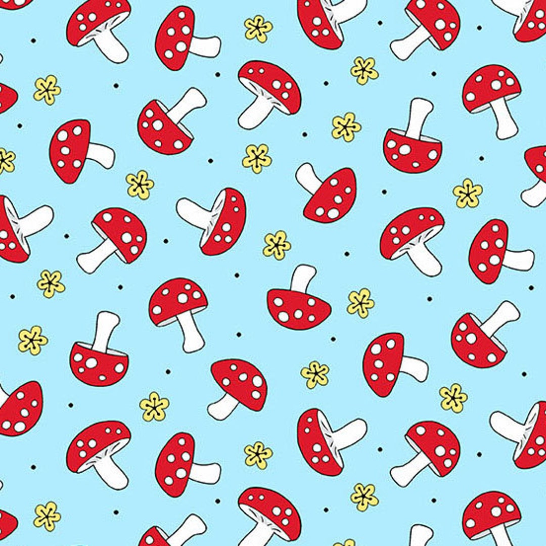 Hoot Hoot - Mushrooms Sky Blue From Andover Fabrics - Etsy