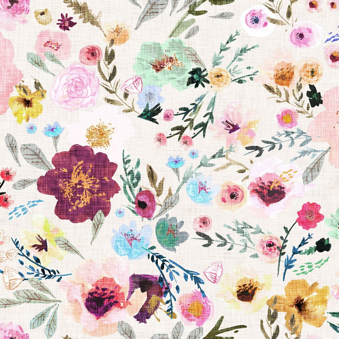 New Earth - Floral Light Cream by Esther Fallon-lau From Clothworks ...